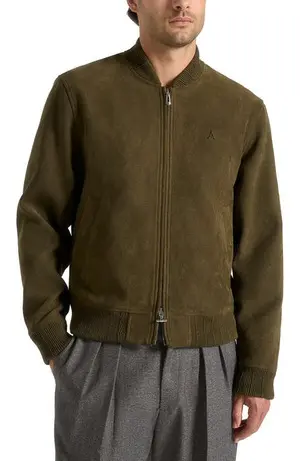 Manière De Voir Arsene Suede Bomber Jacket - Olive