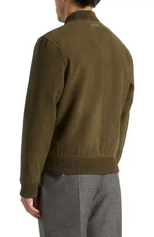 Manière De Voir Arsene Suede Bomber Jacket - Olive