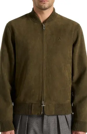 Manière De Voir Arsene Suede Bomber Jacket - Olive