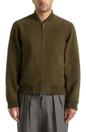 Manière De Voir Arsene Suede Bomber Jacket - Olive