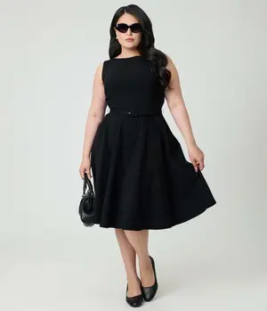 Unique Vintage Belted Devon Swing Dress