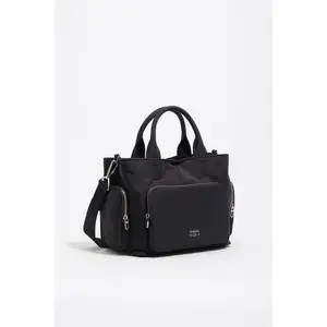 Bimba Y Lola Nylon Pocket Bag With Leather Details - Graphite