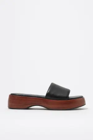 Bimba Y Lola Leather Platform Sandals - Black
