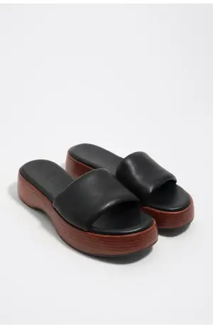 Bimba Y Lola Leather Platform Sandals - Black