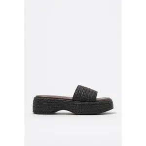 Bimba Y Lola Raffia Platform Sandals - Black