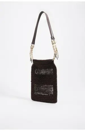 Bimba Y Lola Raffia Shoulder Bag - Chocolate