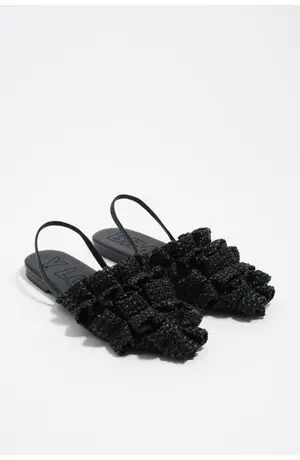 Bimba Y Lola Raffia Slingback Ballerina Flats