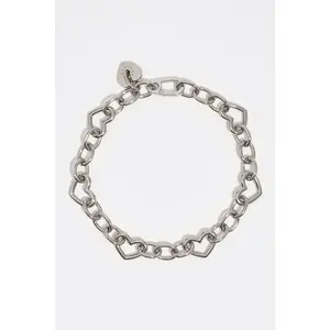 Bimba Y Lola Bimba Y Lola Heart Logo Metal Chain Necklace Dark Silver