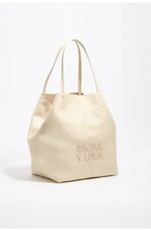 Bimba Y Lola Large Leather Shoulder Bag With Silver Hardware