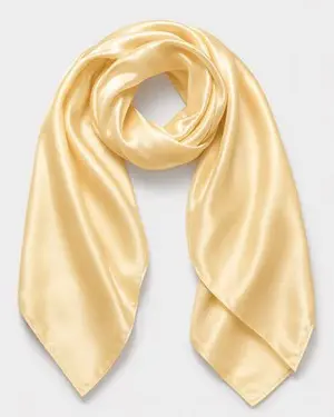 SILKSILKY Pure Silk Classic Elegant Square Scarf Champagne