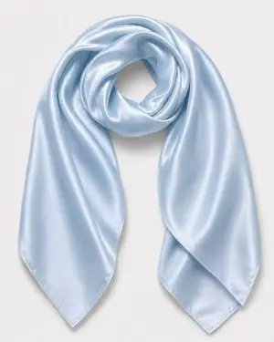 SILKSILKY Pure Silk Classic Elegant Square Scarf - Lightblue