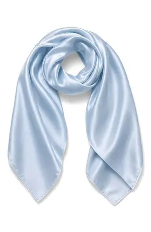 SILKSILKY Pure Silk Classic Elegant Square Scarf Lightblue