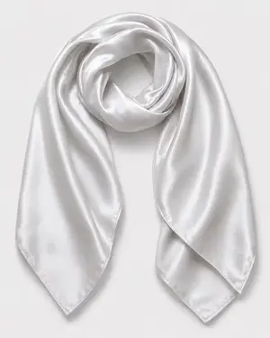 SILKSILKY Pure Silk Classic Elegant Square Scarf - Lightgray