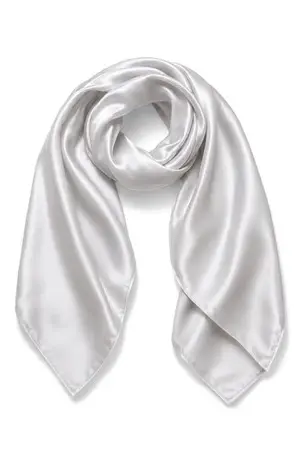 SILKSILKY Pure Silk Classic Elegant Square Scarf Lightgray