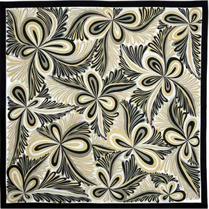 SILKSILKY Pure Silk Abstract Floral Pattern Square Scarf