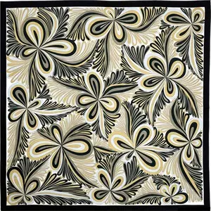 SILKSILKY Pure Silk Abstract Floral Pattern Square Scarf