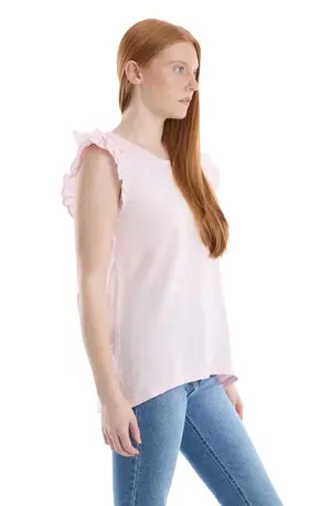WILT CLOTHING Crew Neck Short Sleeve Shrunken Boyfriend Tee - Barely Pink