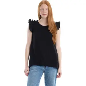 WILT CLOTHING Crew Neck Short Sleeve Shrunken Boyfriend Tee Black