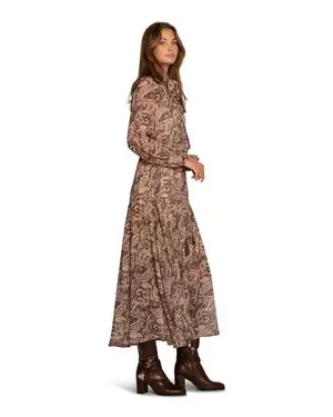 BELLE & BLOOM Printed Maxi Dress With Beaded Waist Tie
