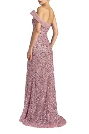 Mac Duggal Embellished Sweetheart Neckline Gown With Draped Accent And Slit