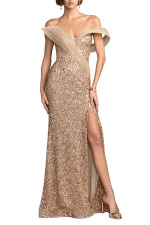 Mac Duggal Embellished Gown - Gold
