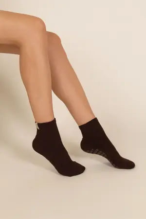 FRAISE Quarter Crew Grip Socks - Espresso