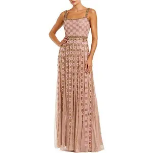 Mac Duggal Petite Sleeveless Embellished A-line Gown - Rose