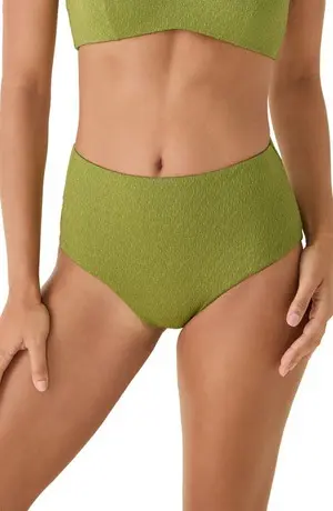 ANDIE The High Waist Metallic Bikini Bottoms - Cactus