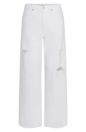 FRAME The Loose Ripped Wide Leg Jeans - White Destruct