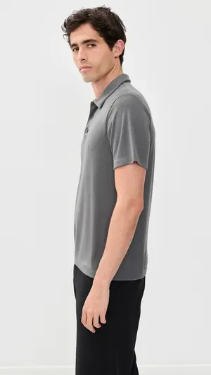 Theory Bron Polo In Modal Jersey - Carbon