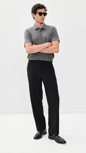 Theory Bron Polo In Modal Jersey - Carbon