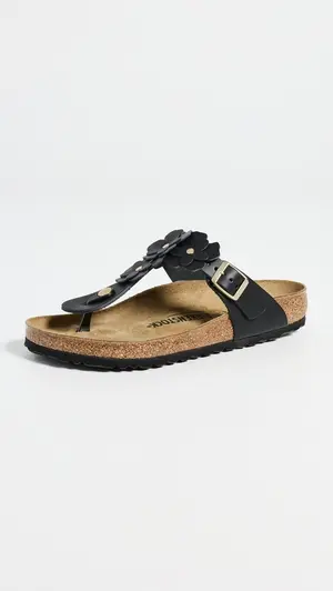 BIRKENSTOCK Gizeh Flowers Sandals - Black