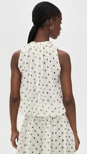 MSGM Polka Dot Chiffon Top - Black