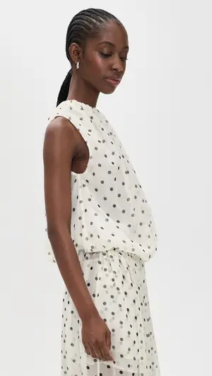 MSGM Polka Dot Chiffon Top - Black