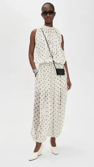 MSGM Polka Dot Chiffon Top - Black