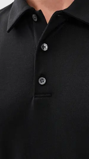 Theory Bron Polo In Modal Jersey - Black