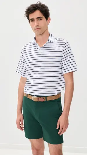 Rlx Ralph Lauren Multi Stripe Tour Pique Polo - Ceramic White Multi