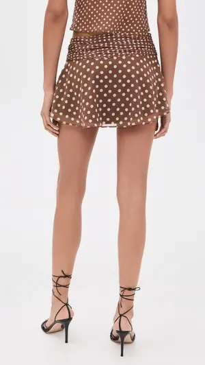 GUIZIO Crinkled Dot Chiffon Miniskirt - Espresso