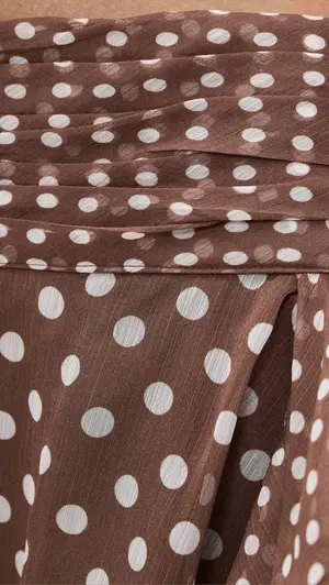 GUIZIO Crinkled Dot Chiffon Miniskirt - Espresso