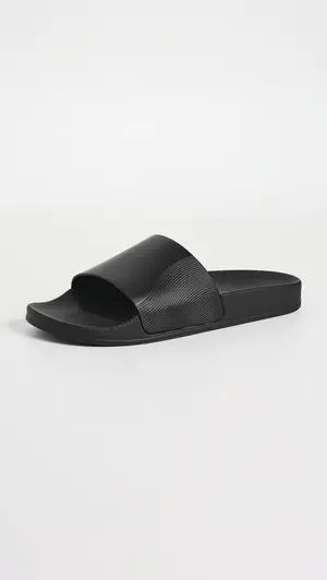 Frescobol Carioca Humberto Leather Wave Print Slides - Black