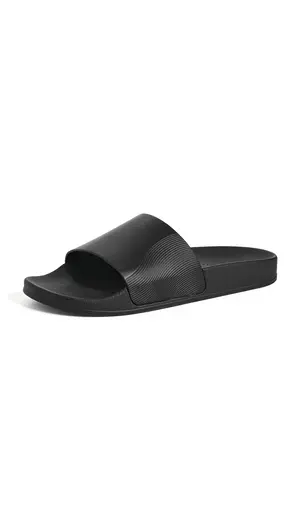 Frescobol Carioca Humberto Leather Wave Print Slides - Black