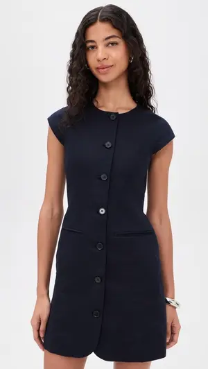 ALIGNE Jennie Linen Mix Mini Dress - Navy