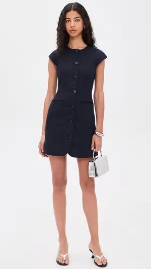 ALIGNE Jennie Linen Mix Mini Dress - Navy