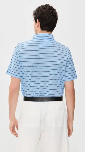 Rlx Ralph Lauren Multi Stripe Tour Pique Polo - Office Blue Multi