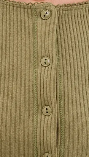 Free People Ribbed Button-down Cardigan - Green