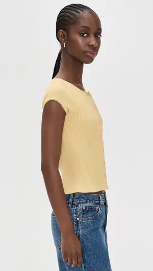 Free People Ribbed Button-down Cardigan