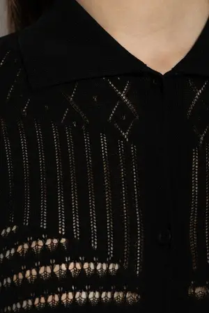 AKEP Long-sleeve Openwork Knit Cardigan