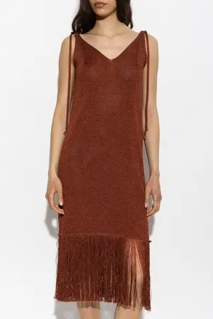 AKEP Fringe-trimmed Midi Dress