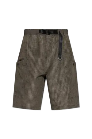Comme Des Garçons Check Patterned Shorts With Belt - Brown