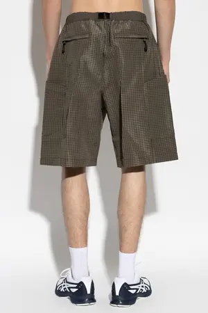 Comme Des Garçons Check Patterned Shorts With Belt - Brown